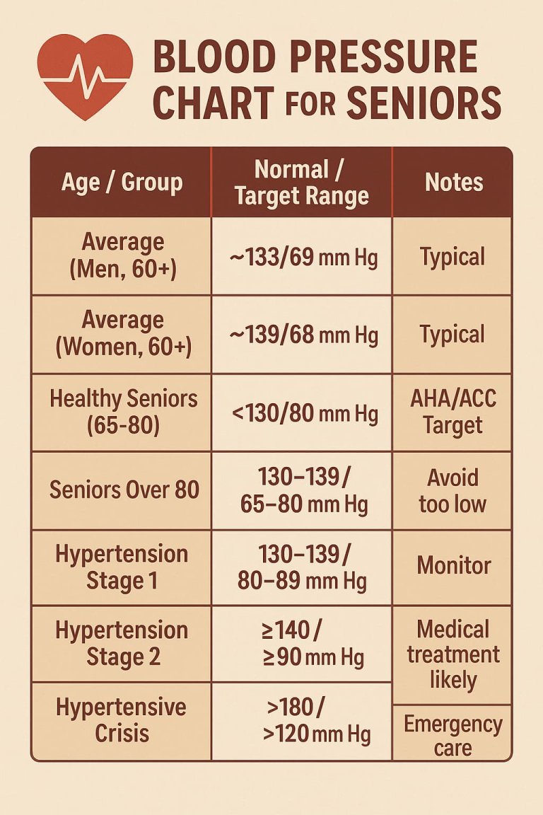 Blood Pressure Chart for Seniors: Normal & Safe Ranges