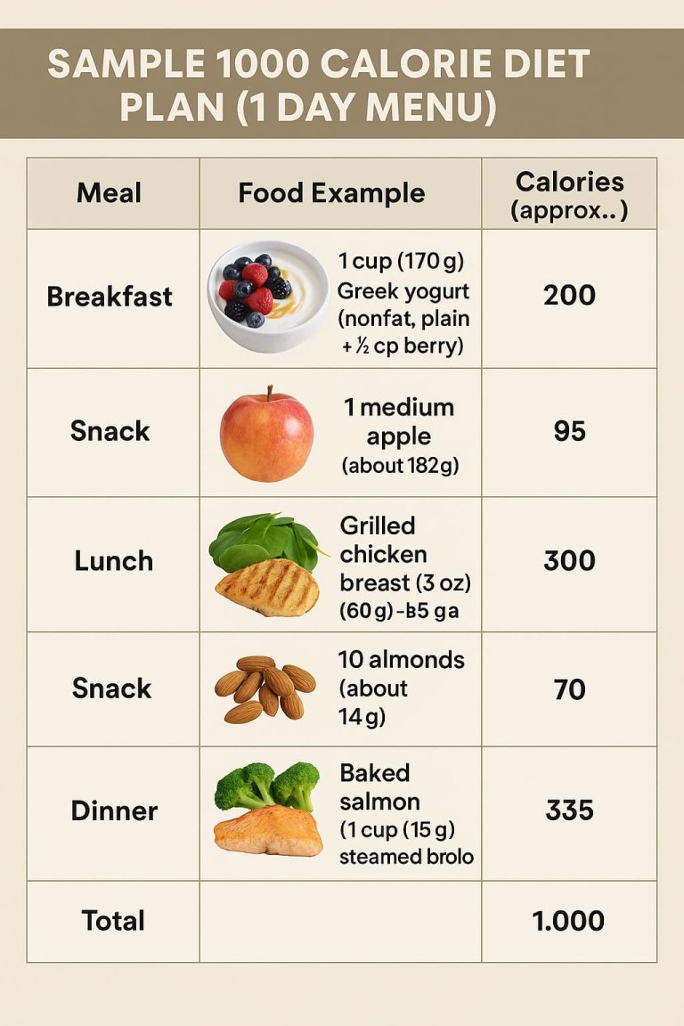1000 Calorie Diet Plan: Risks, Benefits, and Sample Guide