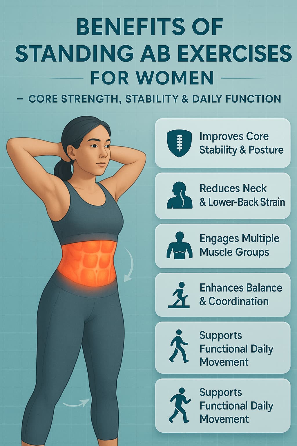 15 Best Standing Ab Exercises for Women: Strong, Toned Core