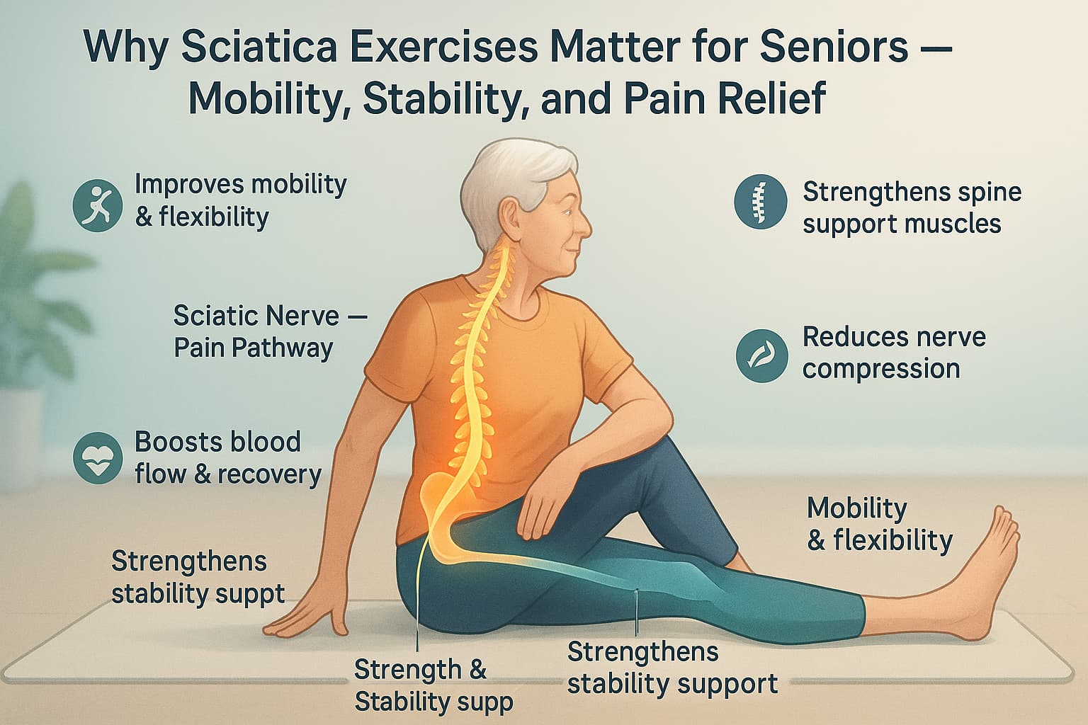 10 Best Sciatica Exercises for Seniors for Safe Pain Relief