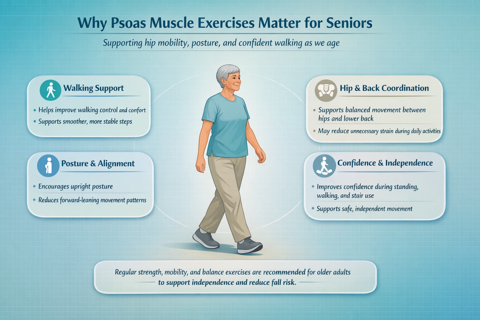 7 Psoas Muscle Exercises for Seniors to Improve Hip Mobility