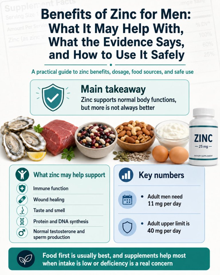 Benefits of Zinc for Men: Evidence, Uses, and Safety