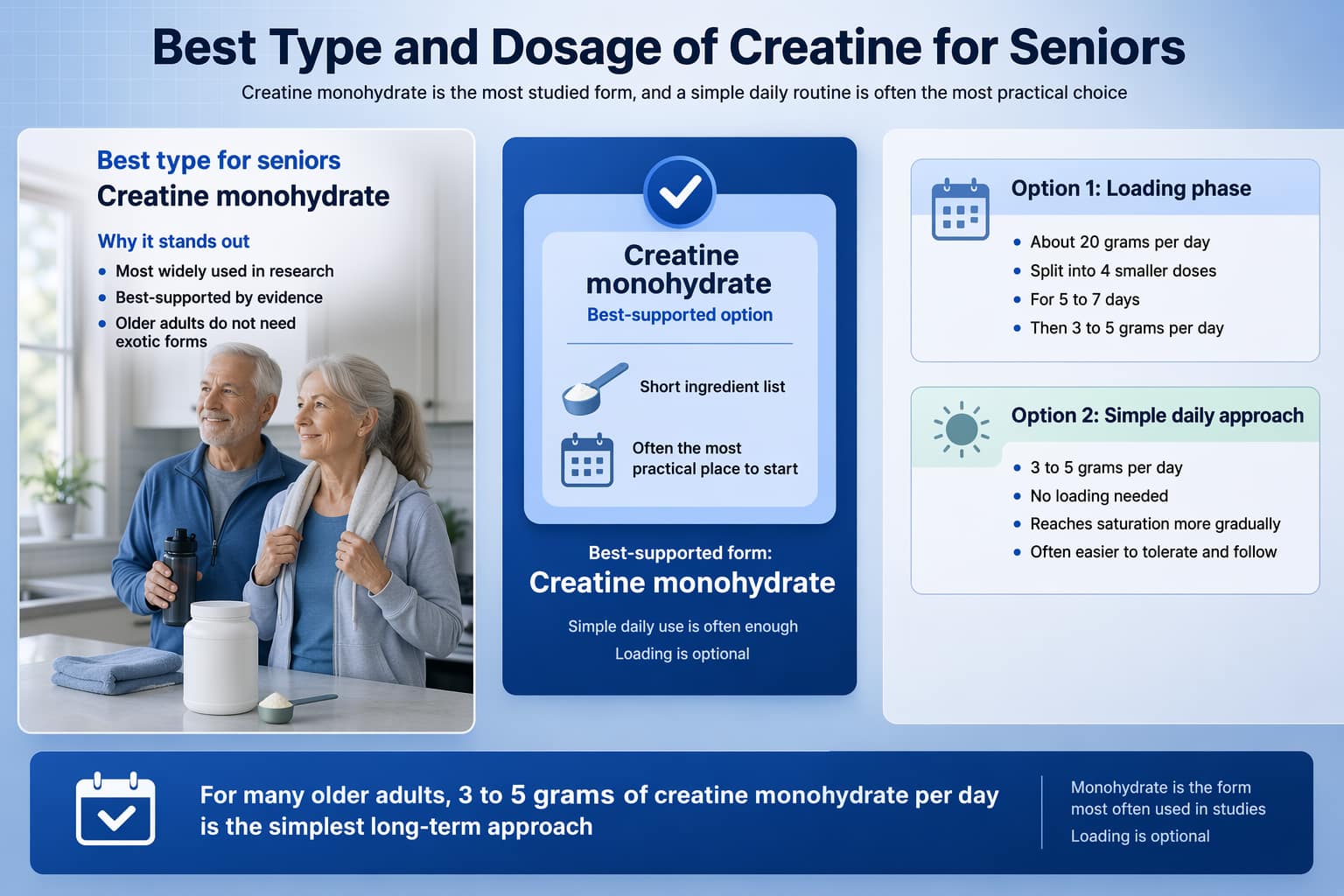 Creatine for Seniors: Benefits, Safety, Dosage, & What to Know