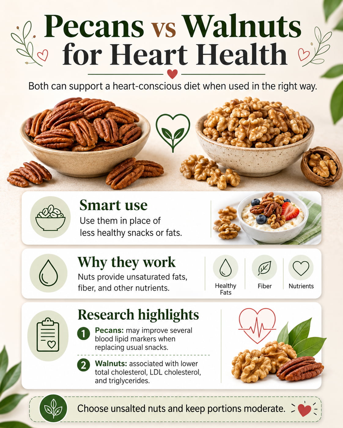 Pecans vs Walnuts: Nutrition, Benefits, Taste, and Best Choice